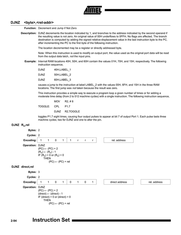 8051 instruction set | PDF