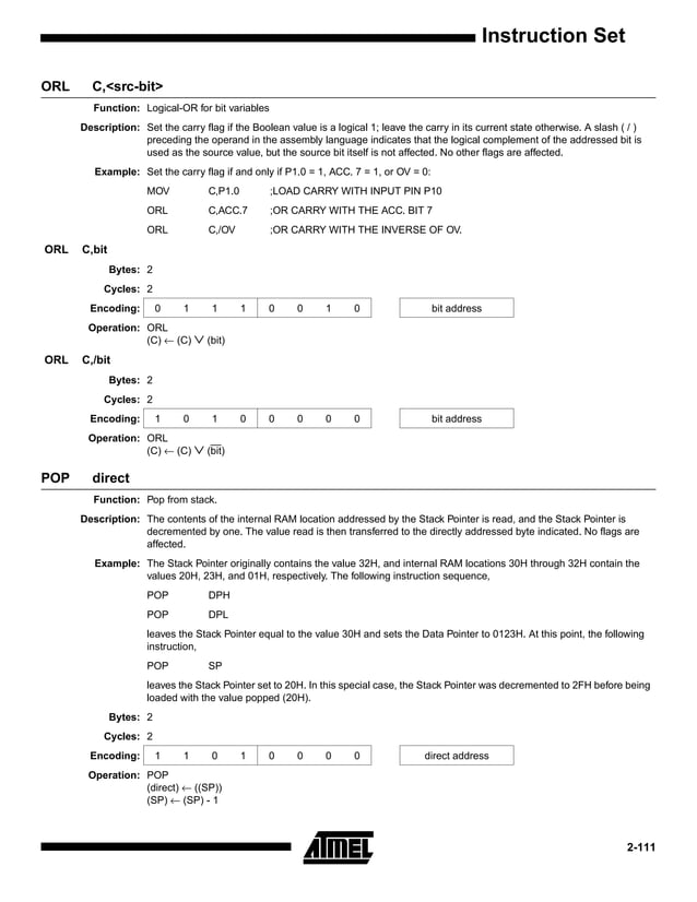 8051 instruction set | PDF