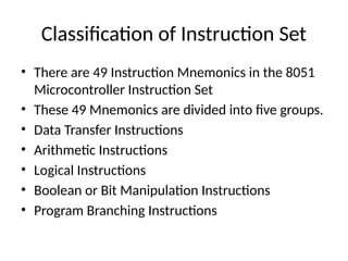 Explanation about 8051 Instruction with examples | PPT