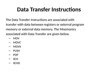 Explanation about 8051 Instruction with examples | PPT