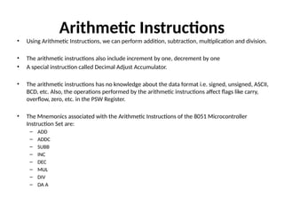 Explanation about 8051 Instruction with examples | PPT
