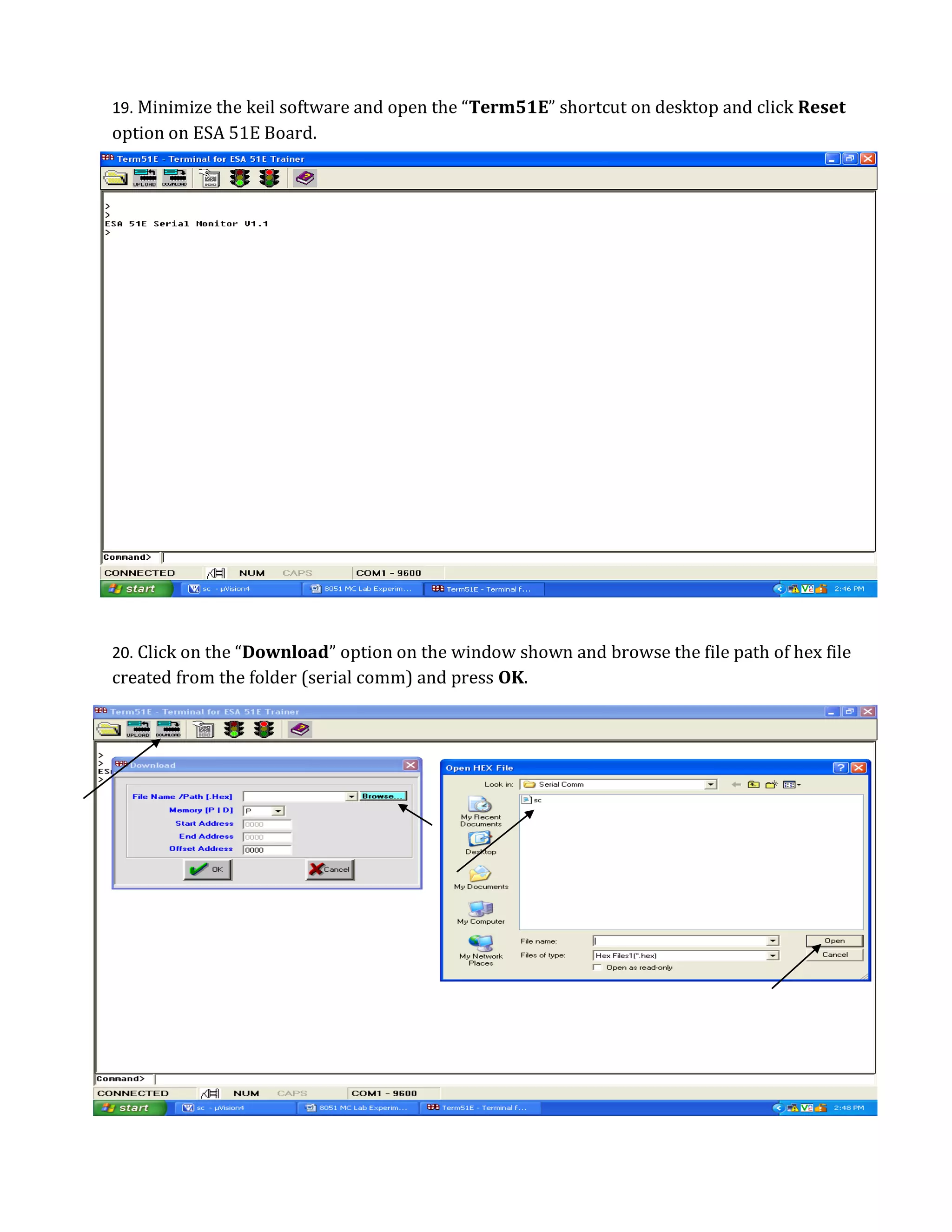 8051 mc lab experiments screenshot manual | PDF