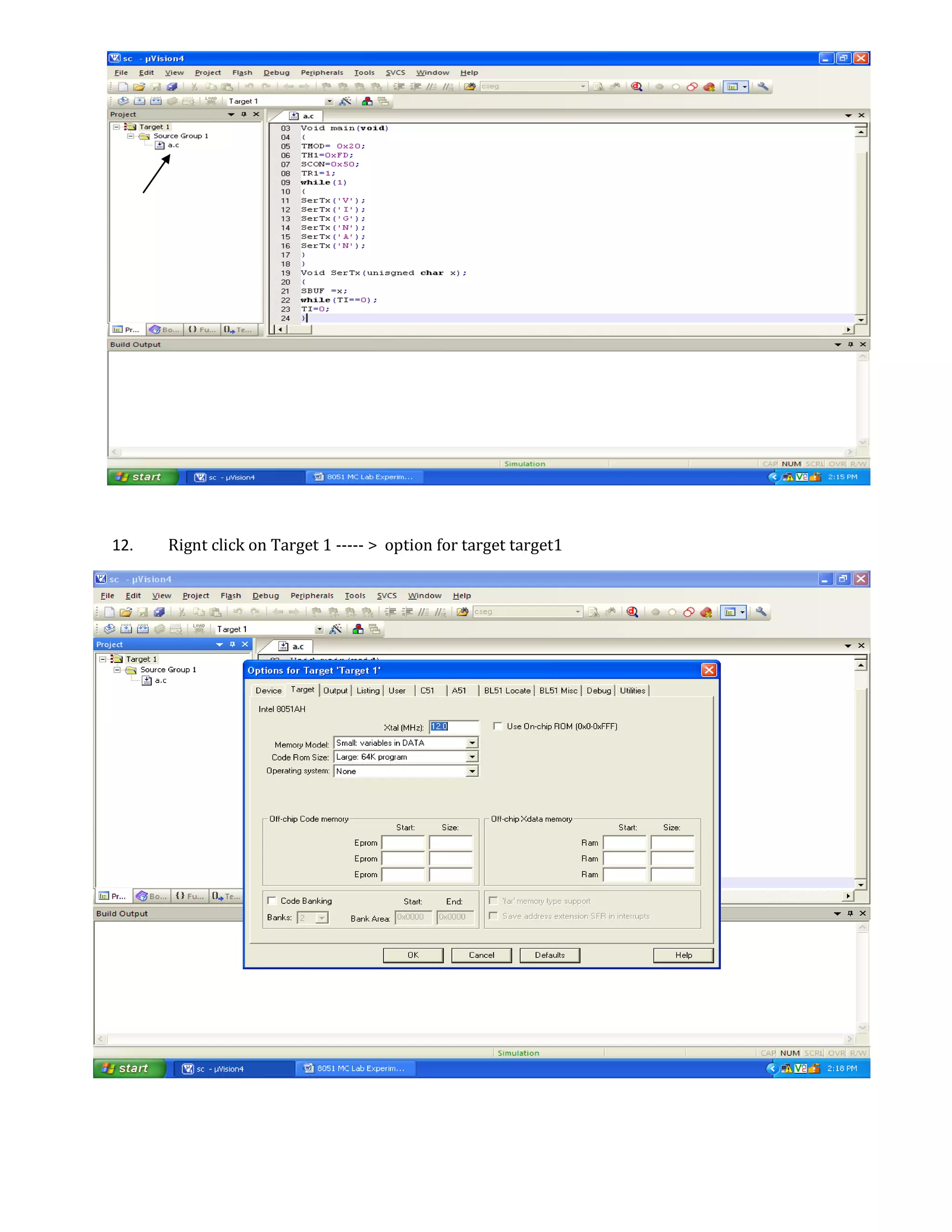 8051 mc lab experiments screenshot manual | PDF