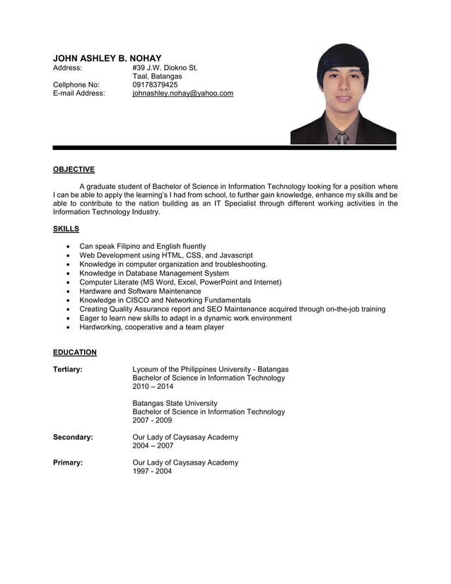 John Ashley Nohay - Resume | PDF