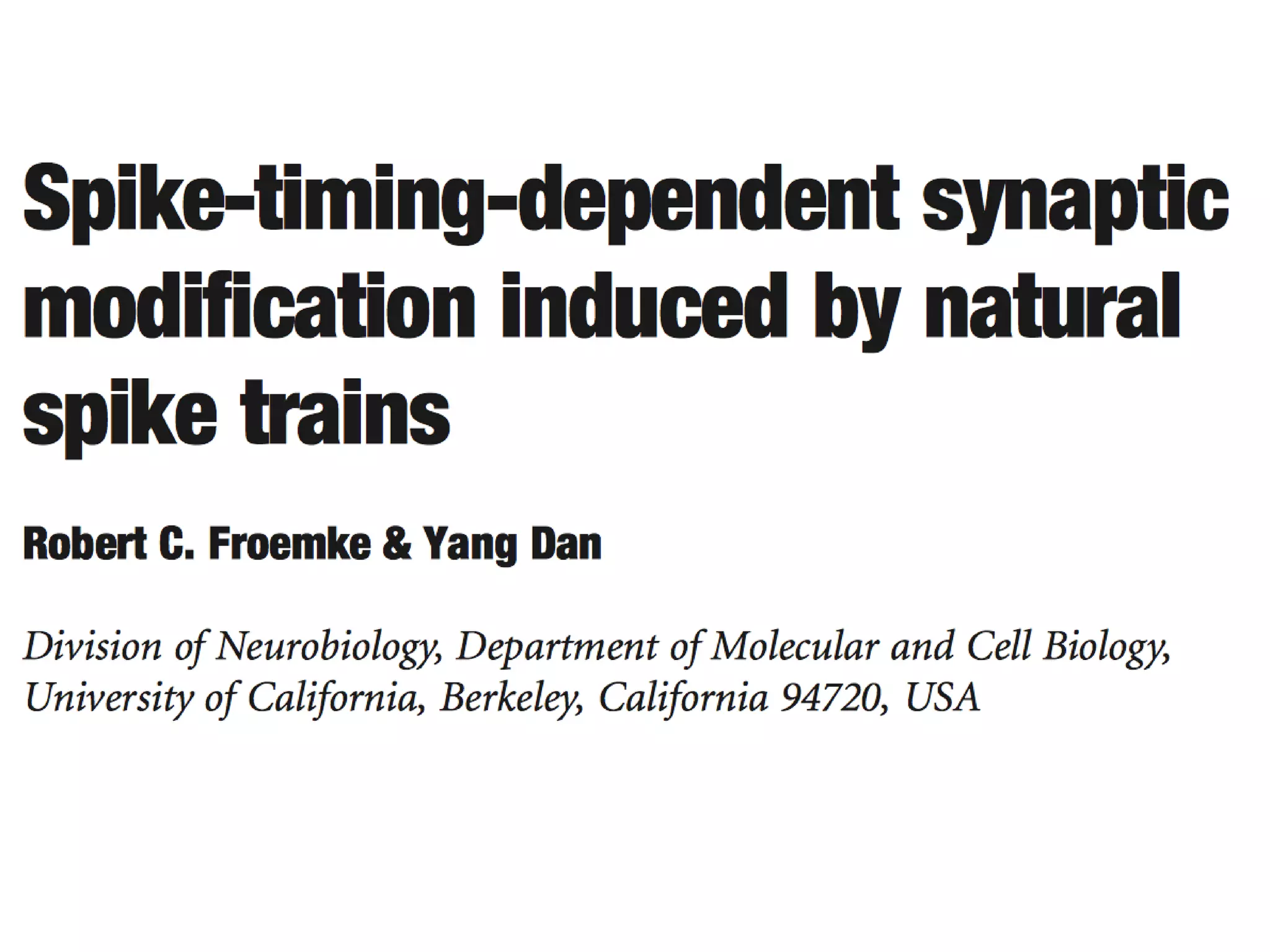 Froemke & Dan STDP | PPT