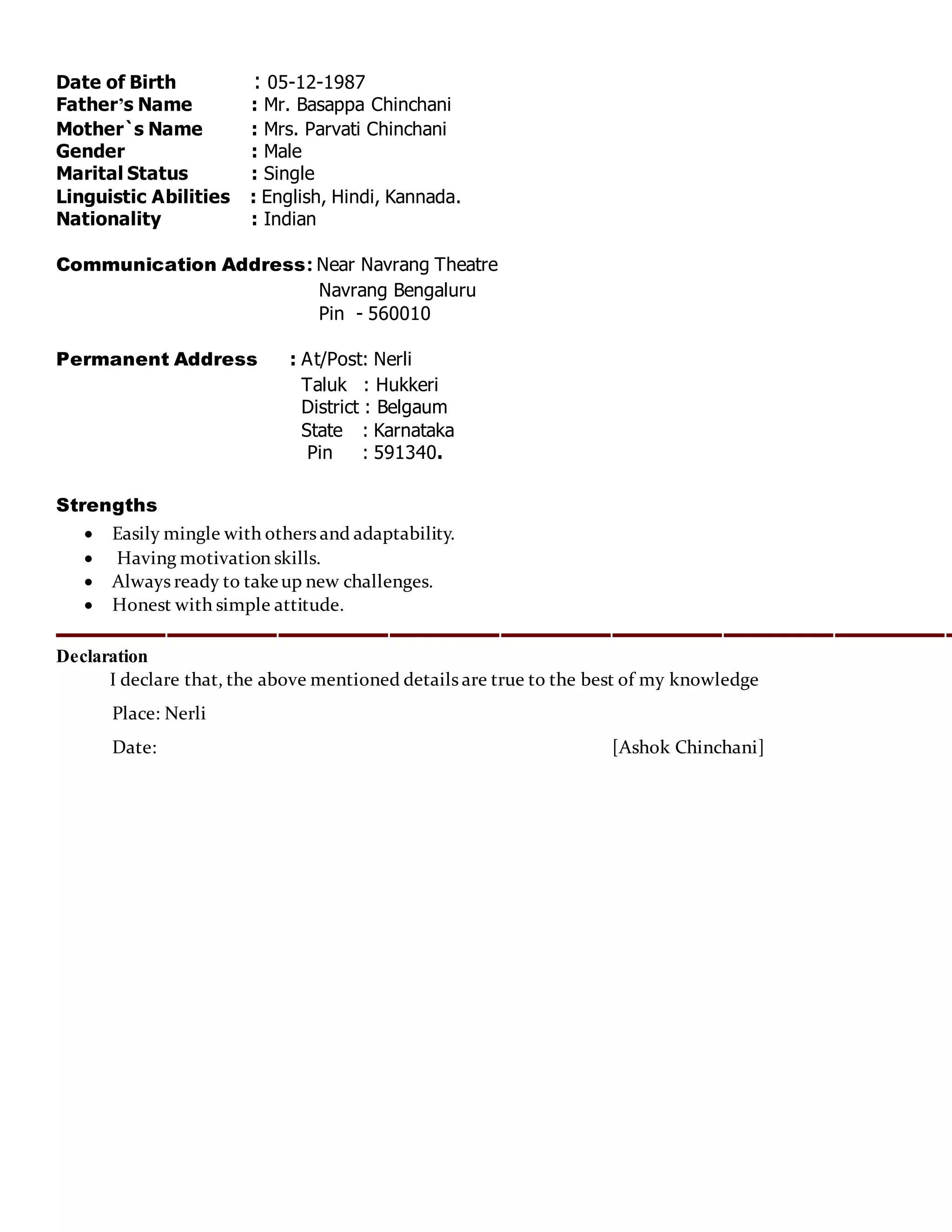 ASHOK CHINCHANI RESUME3 | DOCX