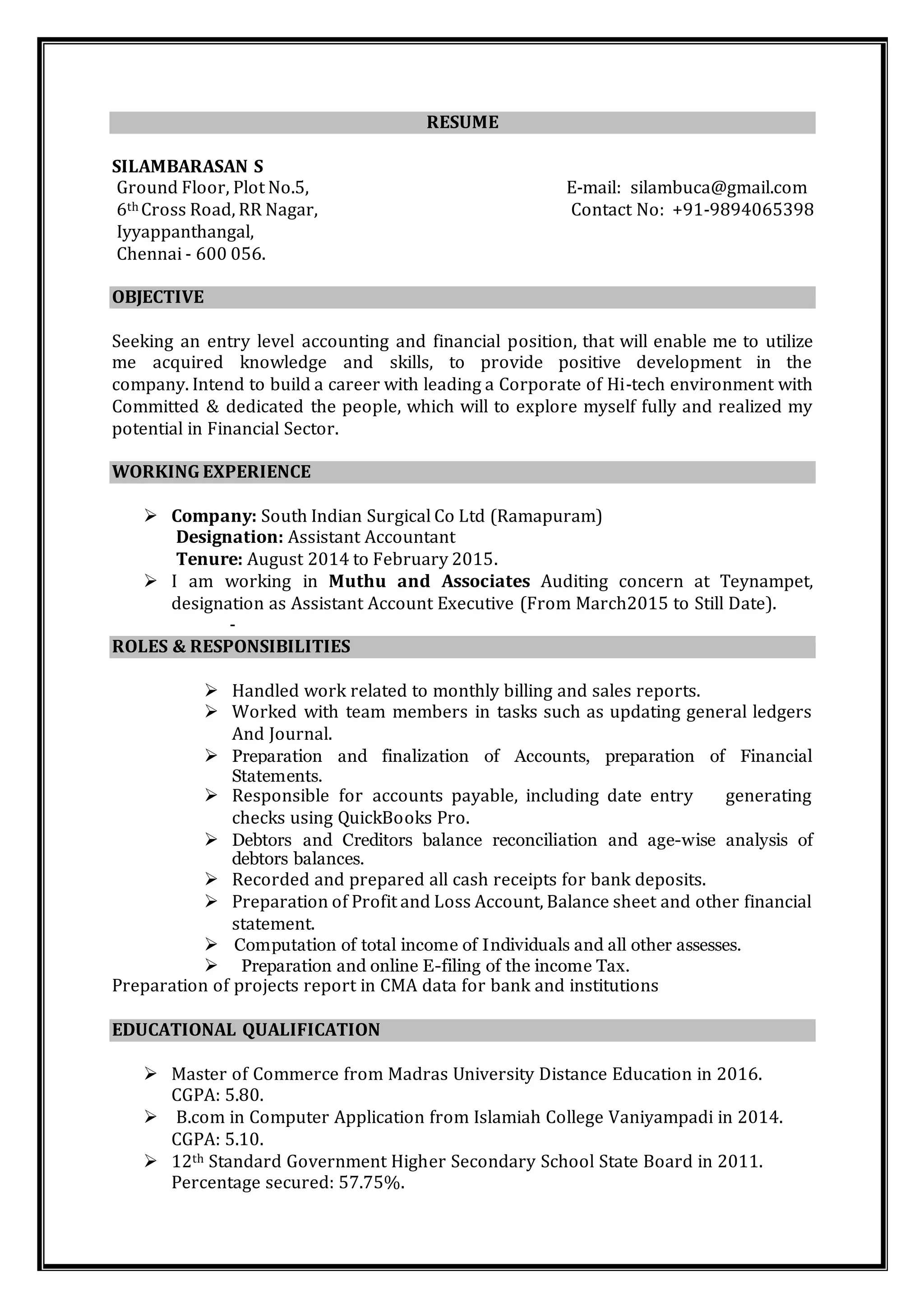silambu-resume.,, | PDF