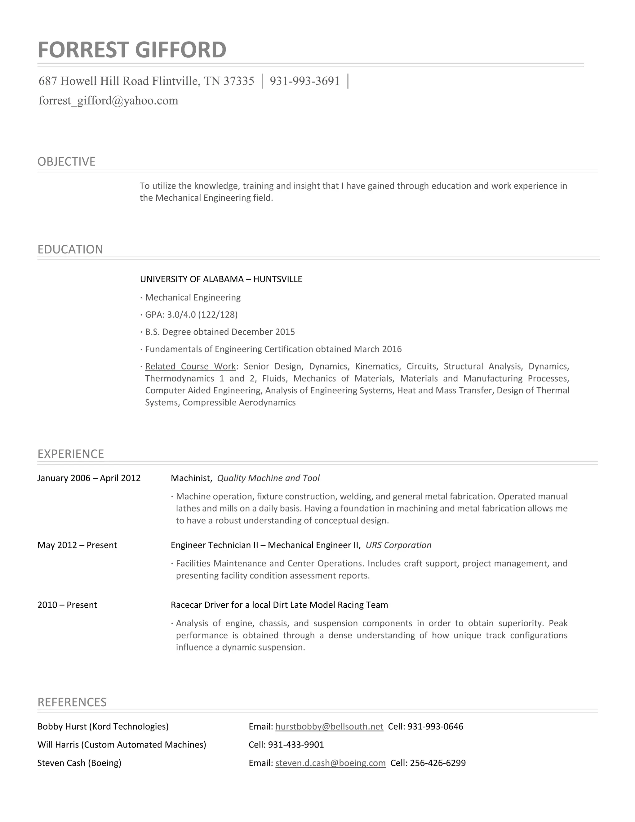 Forrest Gifford Resume | PDF