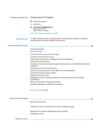 cv-b | DOC | Business Accounting & Finance | Business