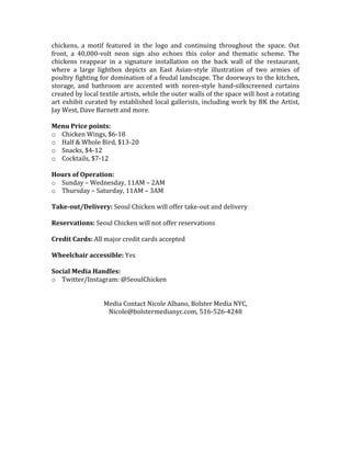 Seoul Chicken Fact Sheet | PDF