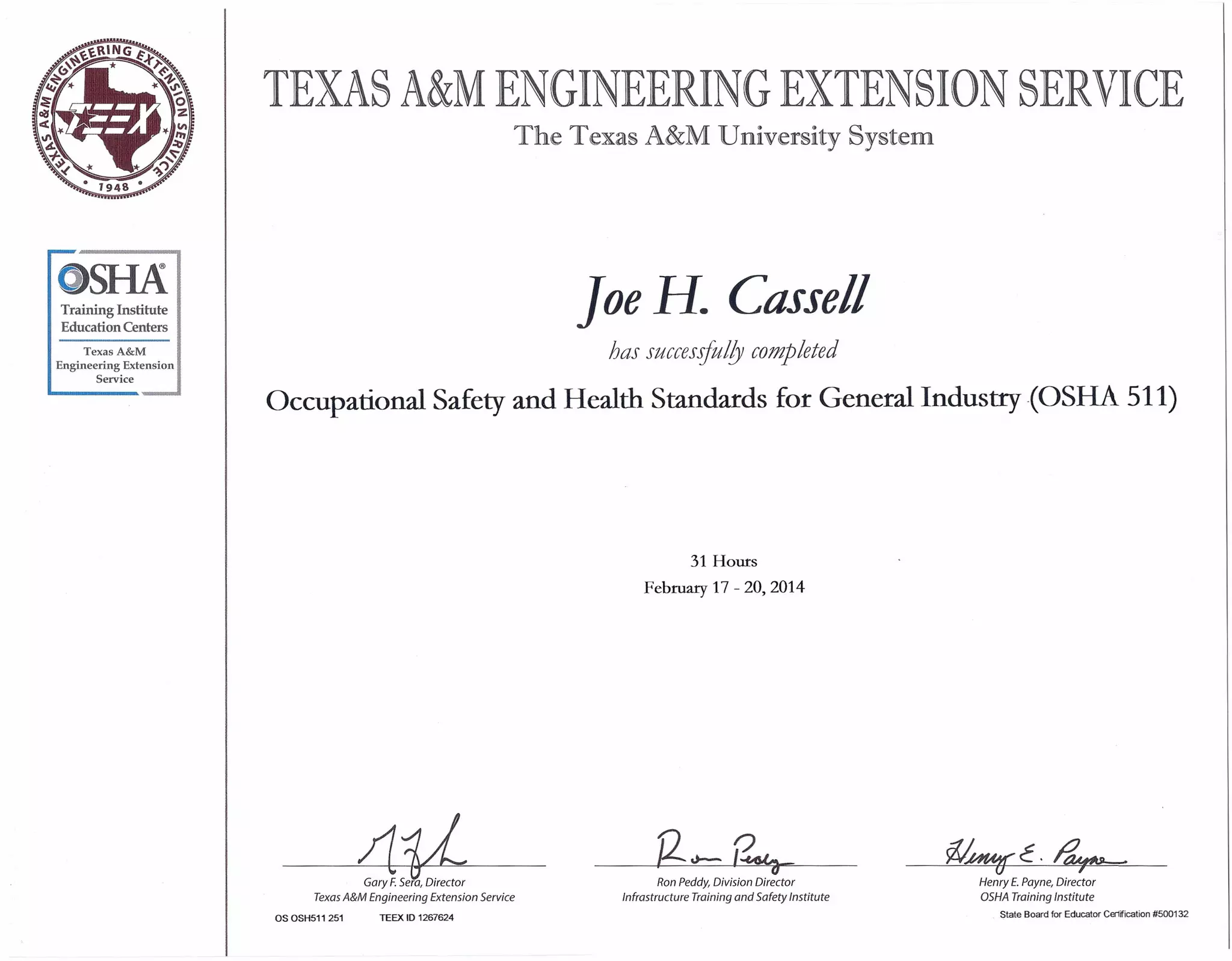 Joe's OSHA 511 | PDF | Business | Business and Finance
