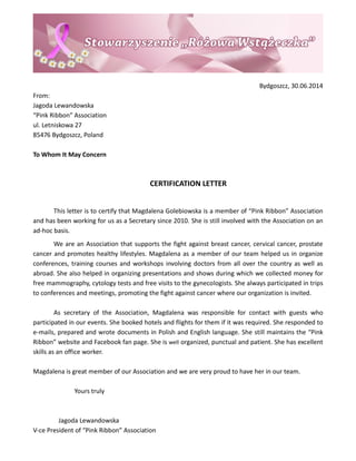 Certification Letter RW | PDF