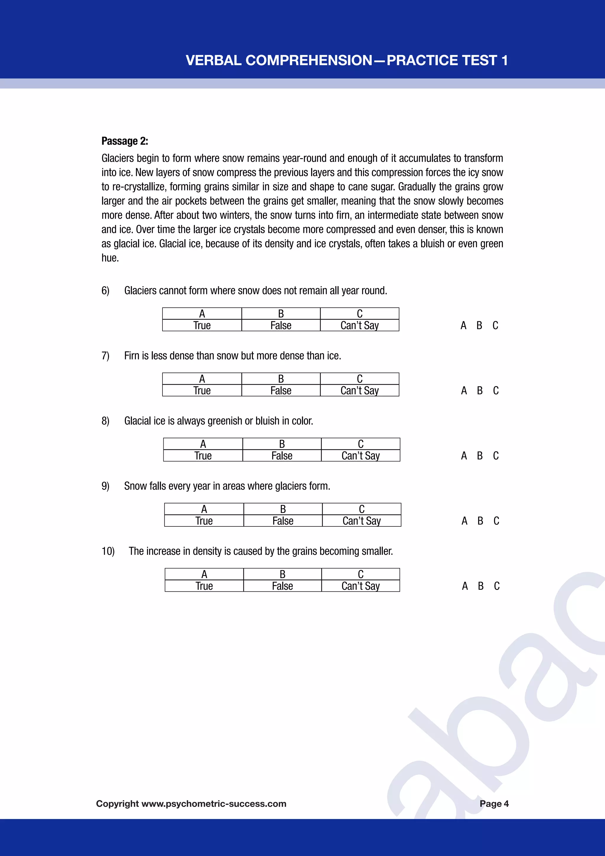 Psychometric Success Verbal Ability - Comprehension Practice Test 1 | PDF