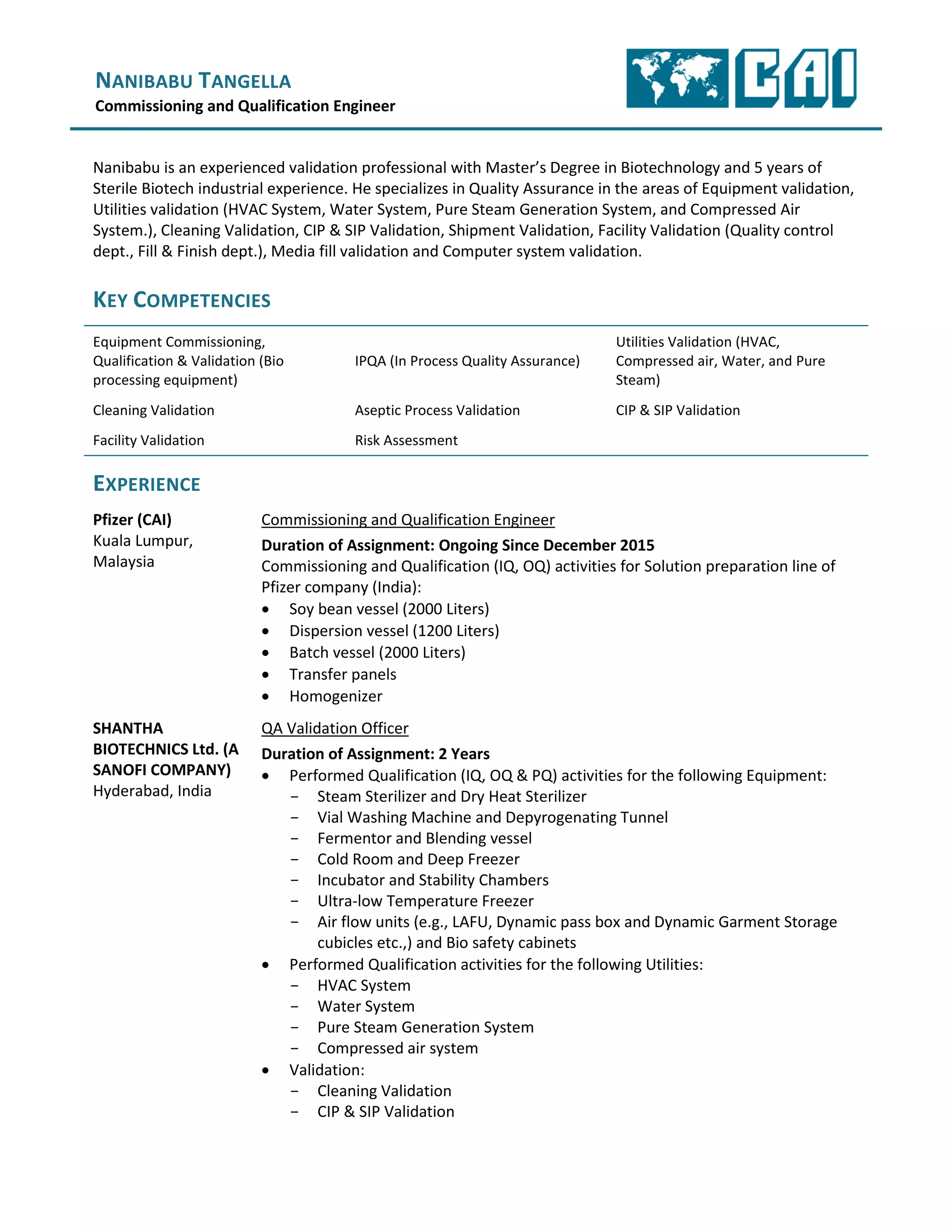 Tangella Nanibabu CV | PDF