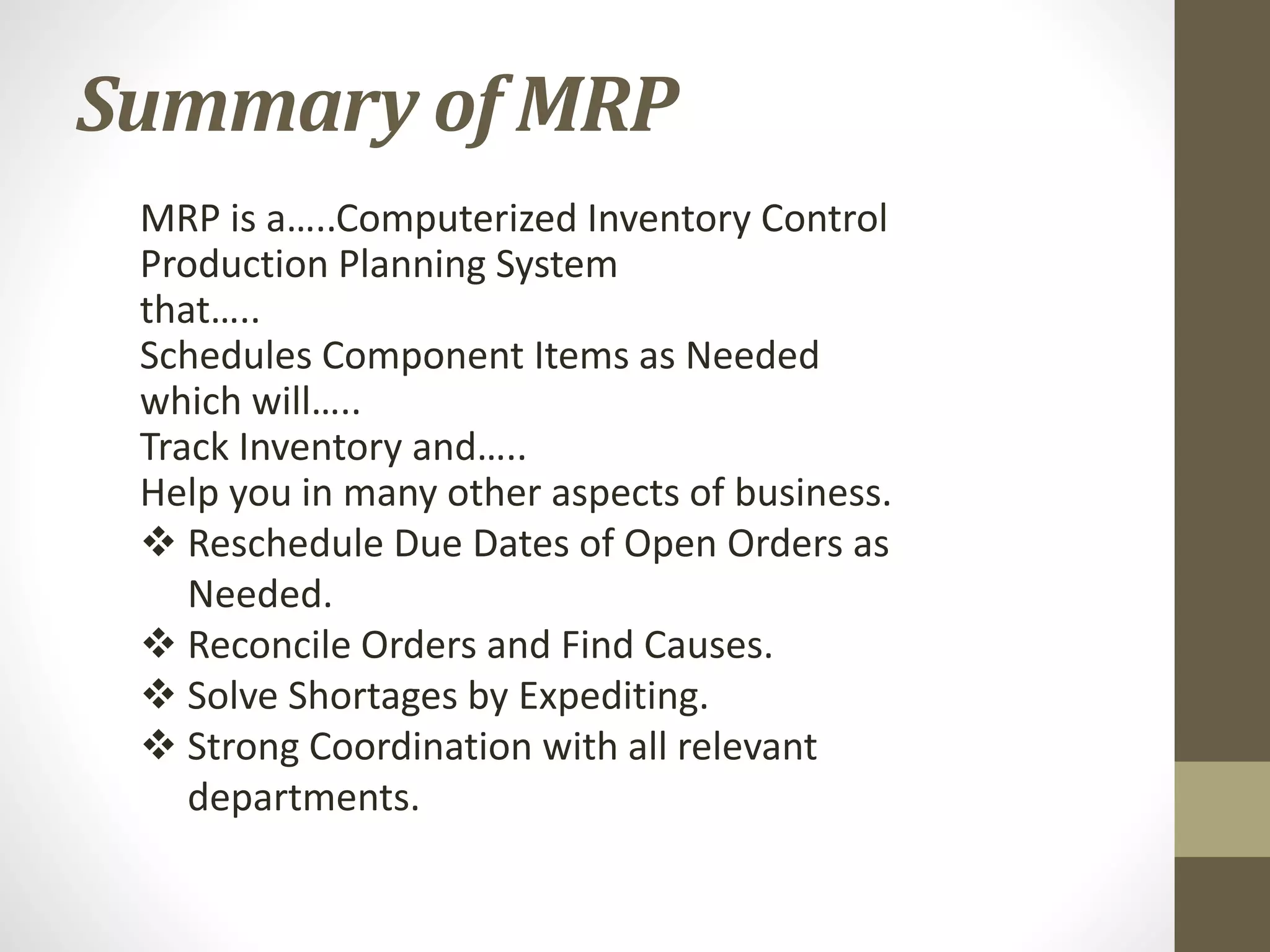 Presentation on MRP Work flow | PPTX | Logistics | Business