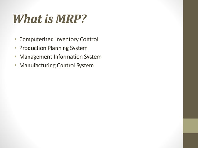 Presentation on MRP Work flow | PPT