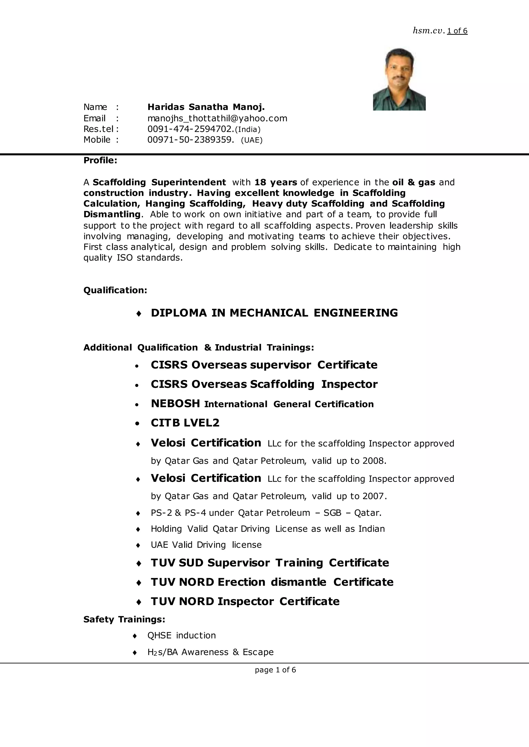 Scaffolding Superintendent Resume | PDF