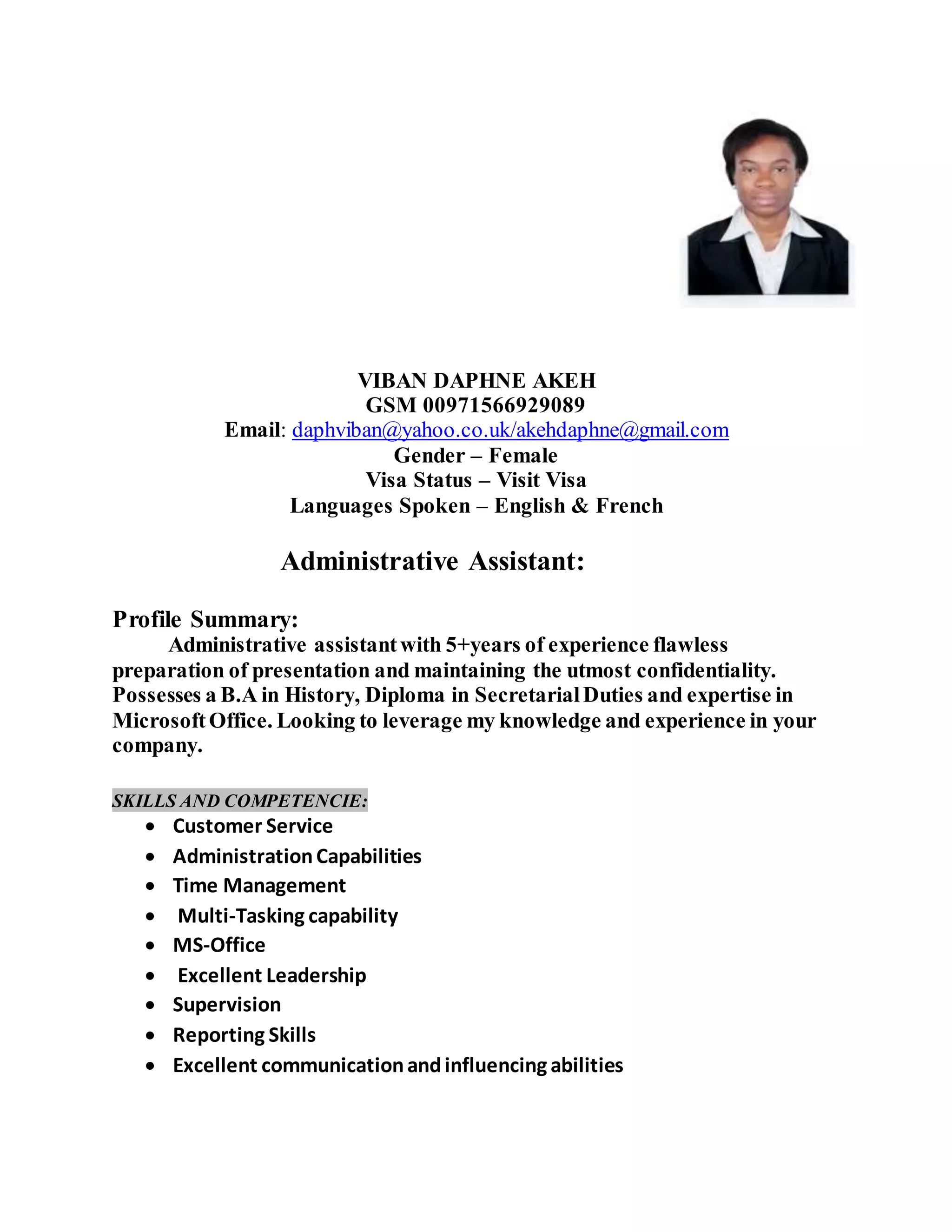 DAPHNE AKEH admin CV | DOCX | Office Property | Real Estate