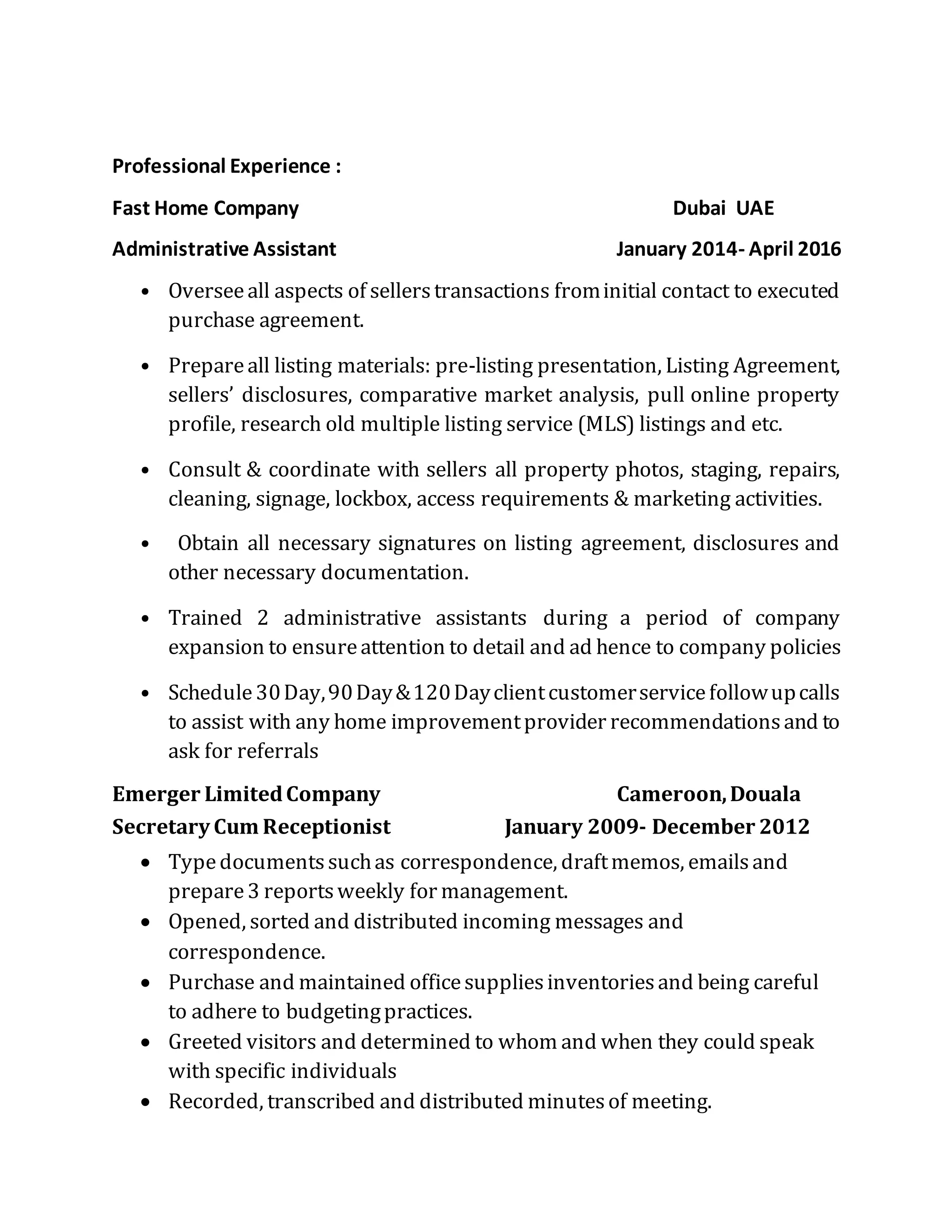 DAPHNE AKEH admin CV | DOCX | Office Property | Real Estate