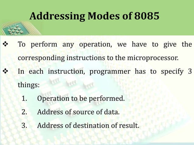 8085 addressing modes | PPTX | Operating Systems | Computer Software and Applications
