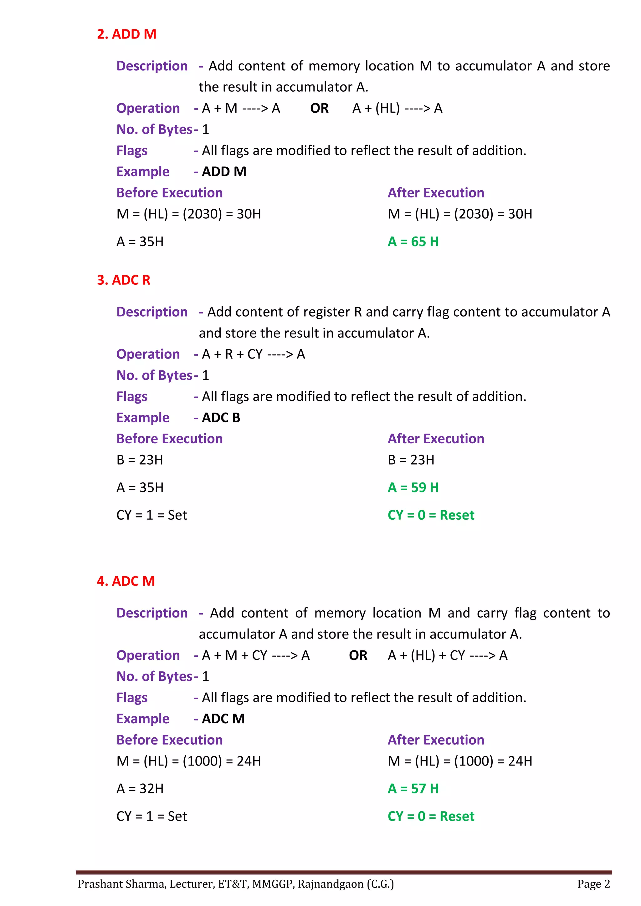 8085 arithmetic instructions | PDF