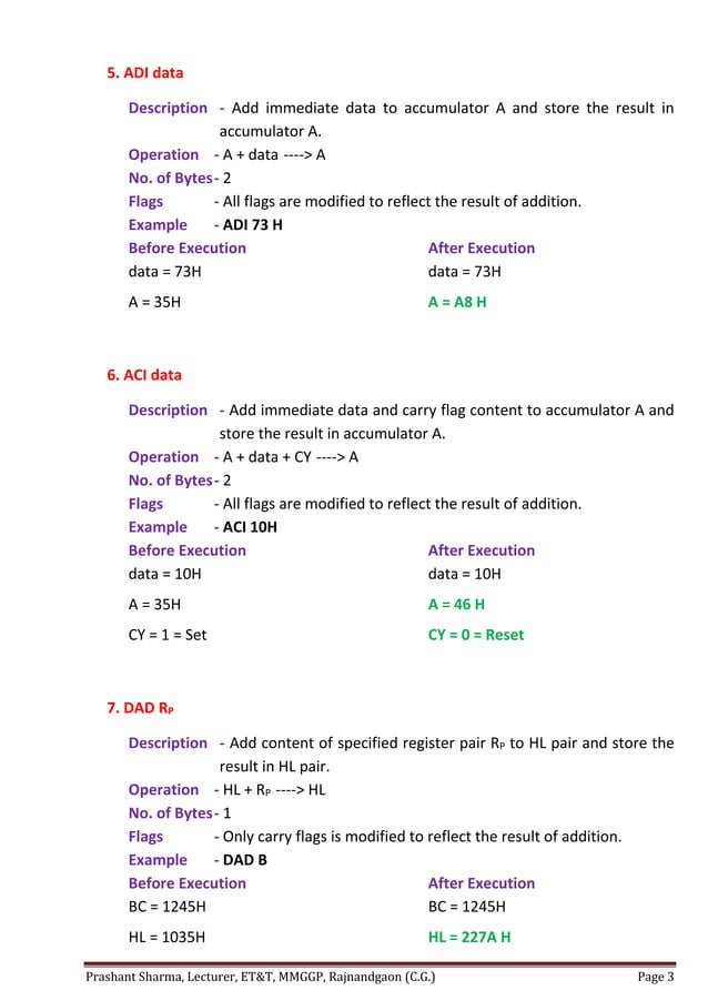 8085 Arithmetic Instructions Pdf
