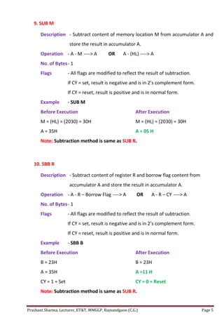 8085 arithmetic instructions | PDF