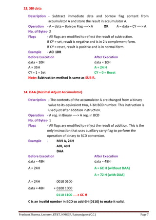 8085 arithmetic instructions | PDF