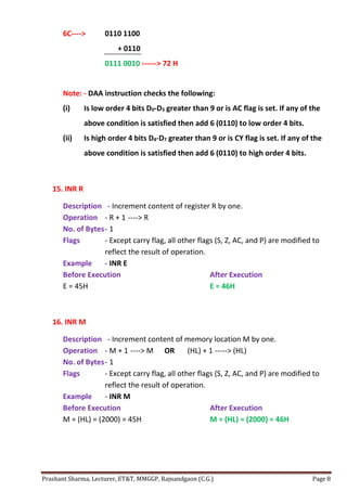 8085 arithmetic instructions | PDF