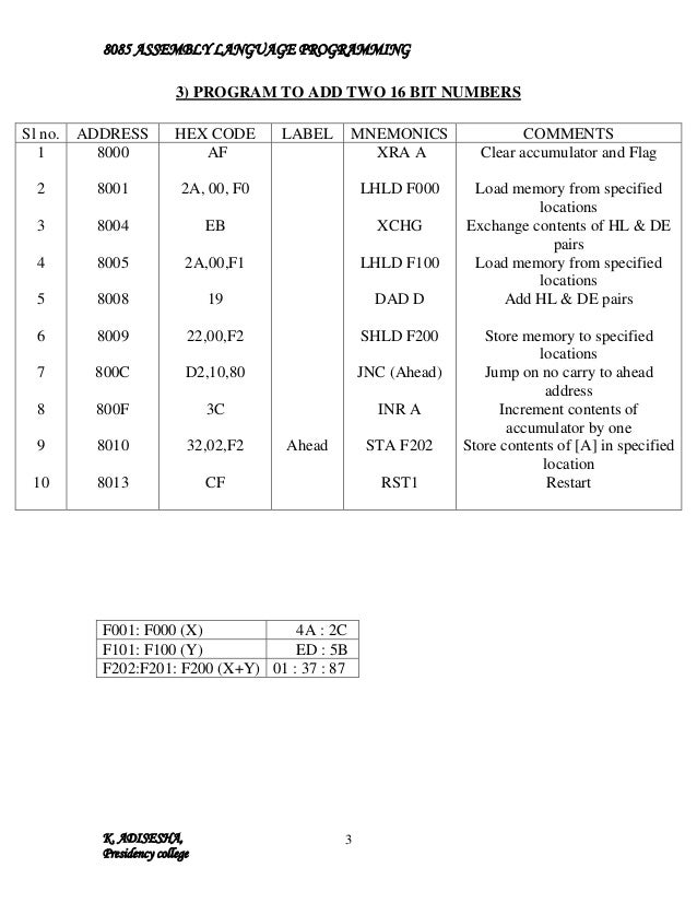 8085 assembly language programming 8085 assembly language programming