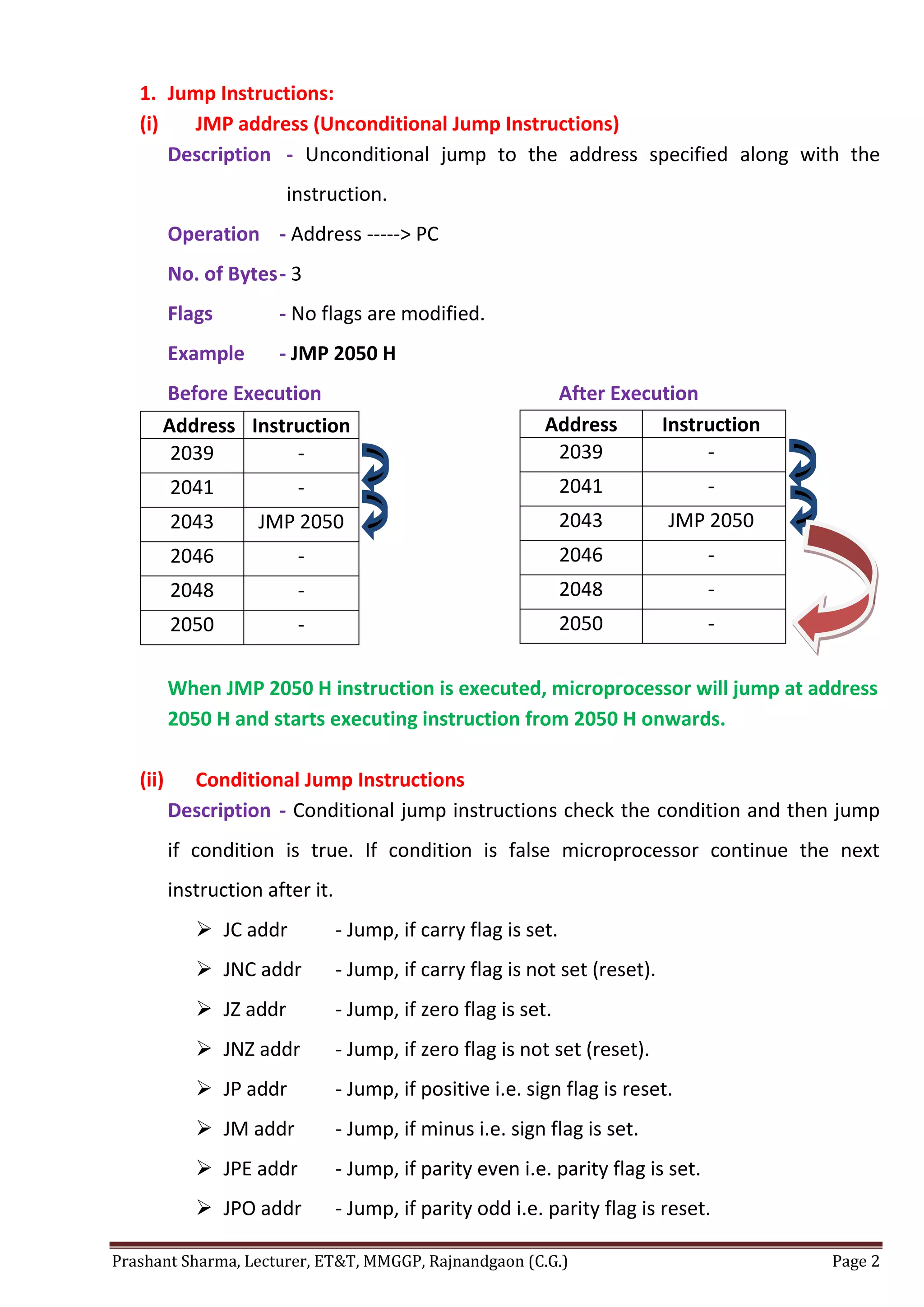 8085 branching instruction | PDF