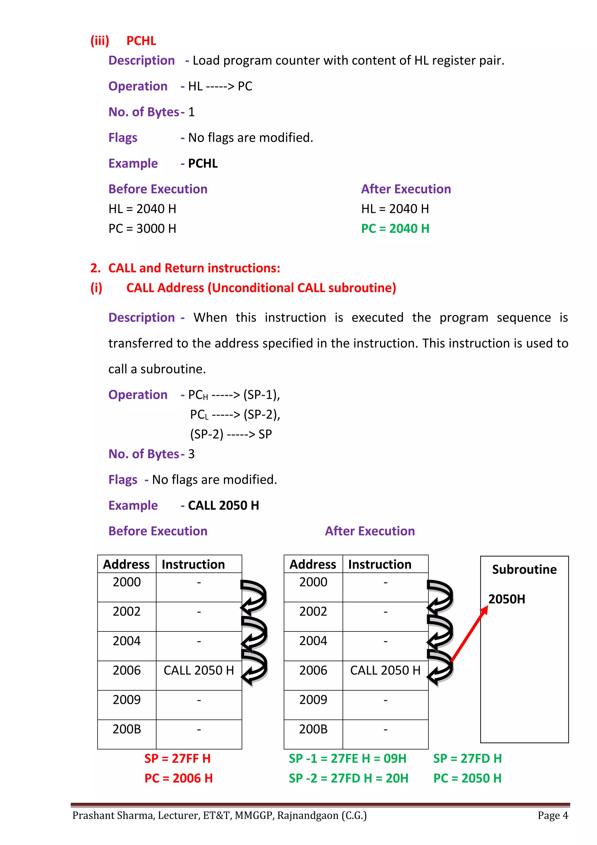 8085 branching instruction | PDF