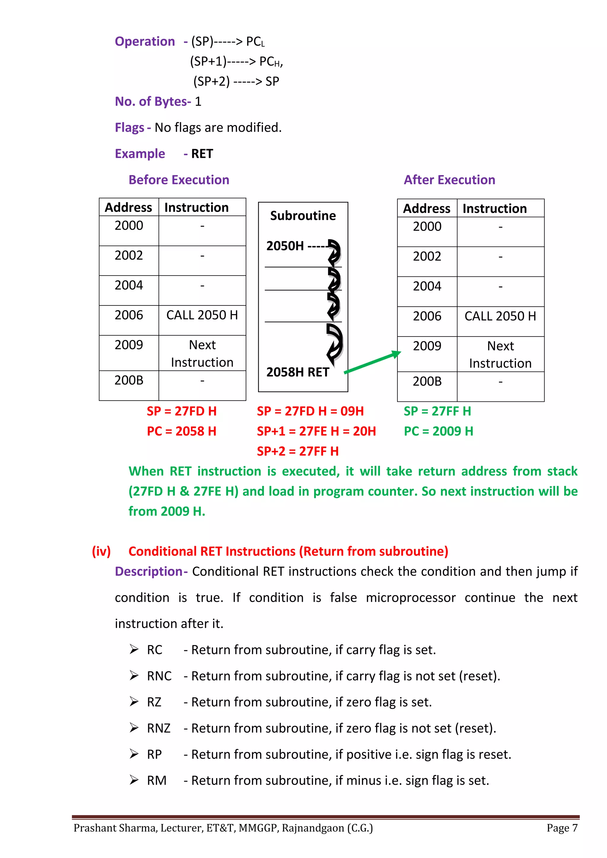 8085 branching instruction | PDF