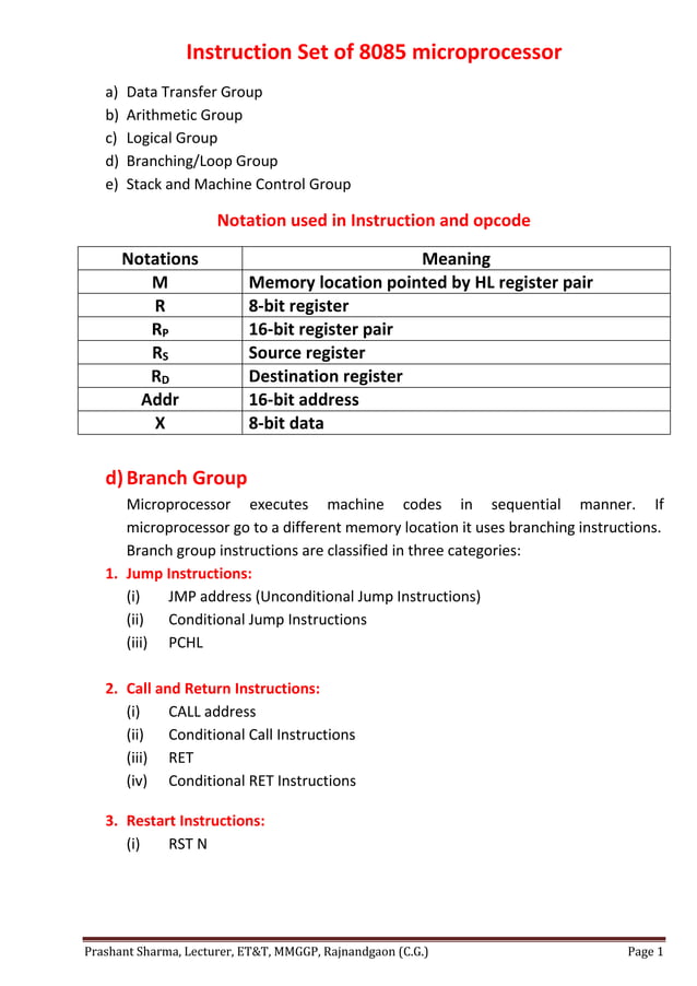8085 branching instruction | PDF | Programming Languages | Computing