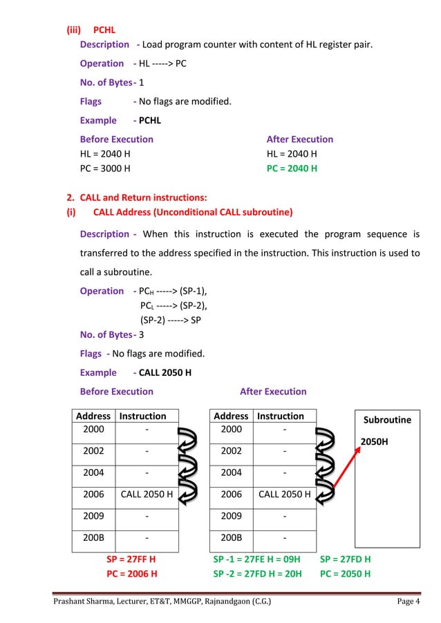 8085 branching instruction | PDF | Programming Languages | Computing