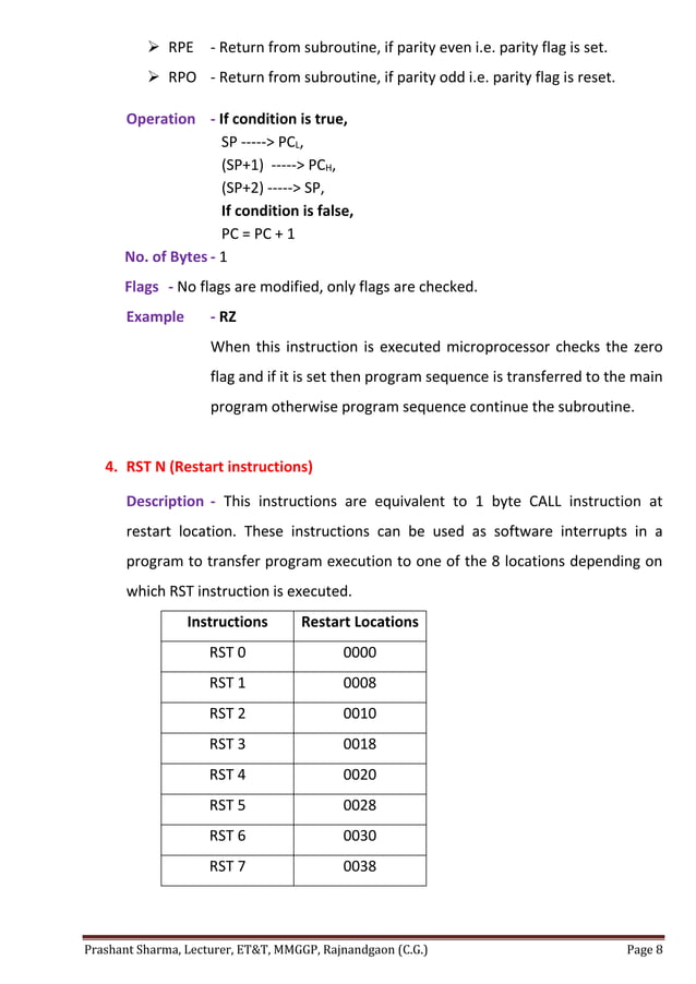 8085 branching instruction | PDF | Programming Languages | Computing