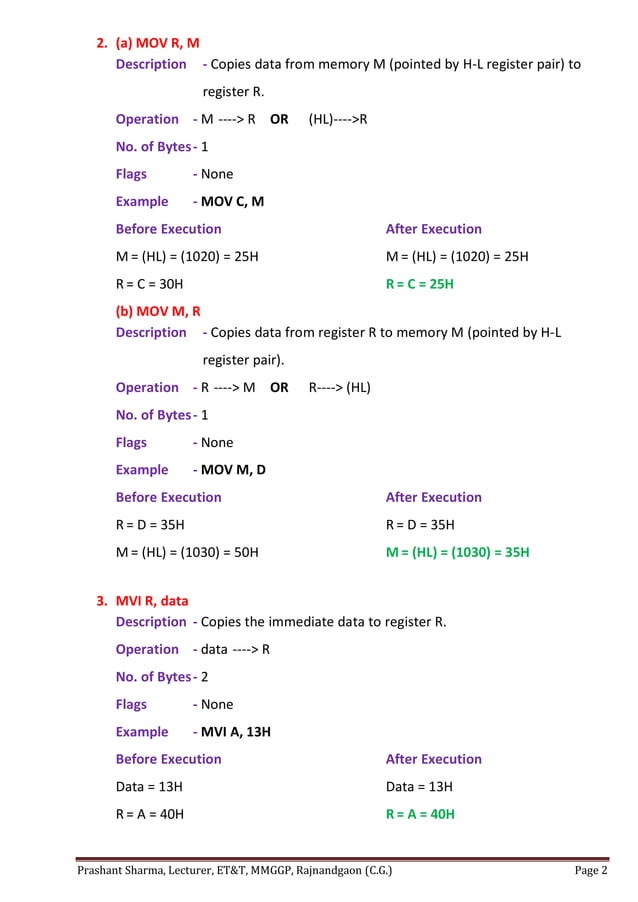 8085 data transfer instruction set | PDF | Programming Languages | Computing
