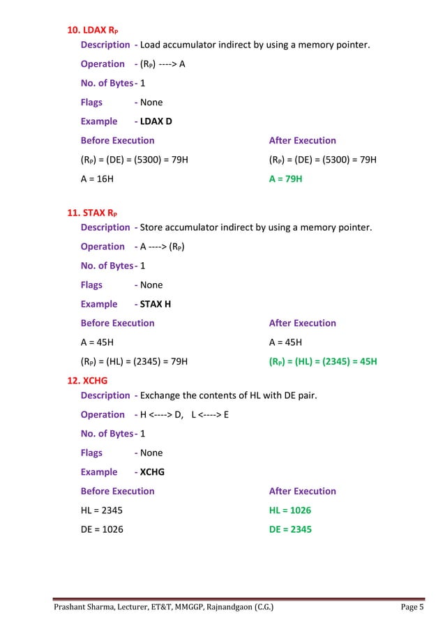 8085 Data Transfer Instruction Set Pdf