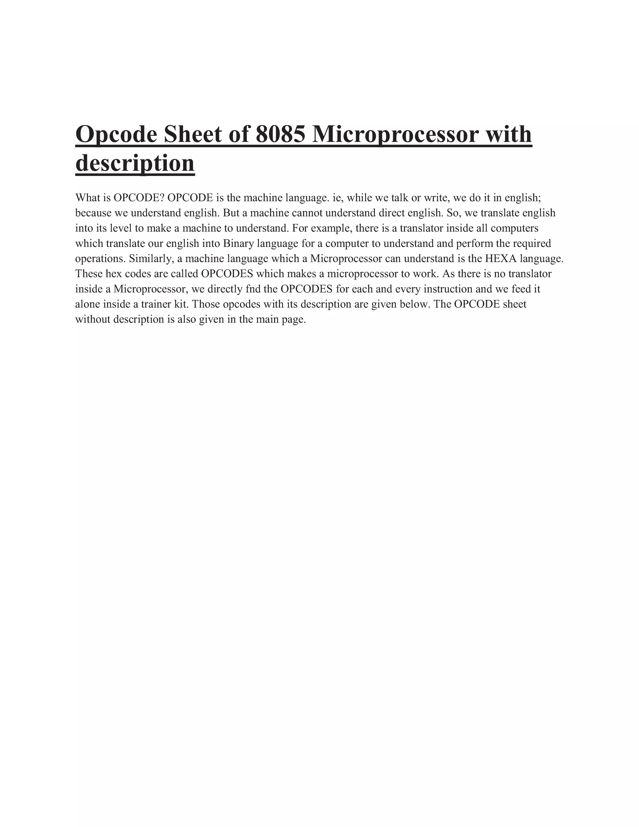 8085 instruction set | PDF