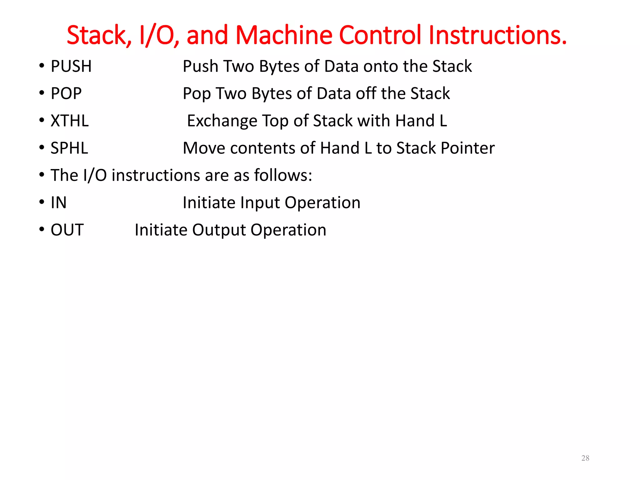 8085 Instruction Set And Programming Ppt 5436