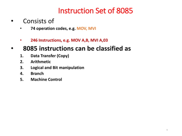 8085 instruction set and Programming | PPT