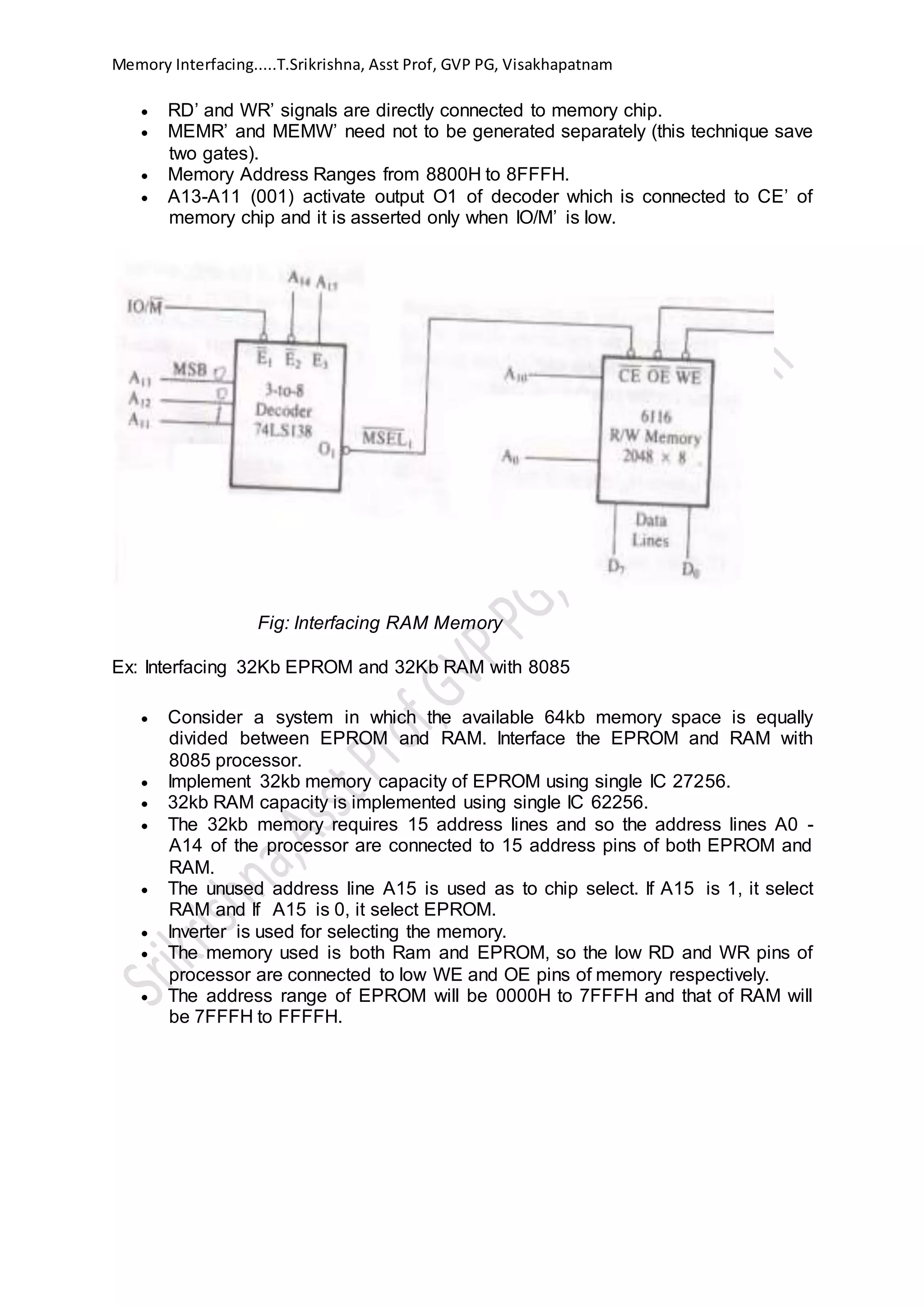 8085 interfacing with memory chips | DOCX