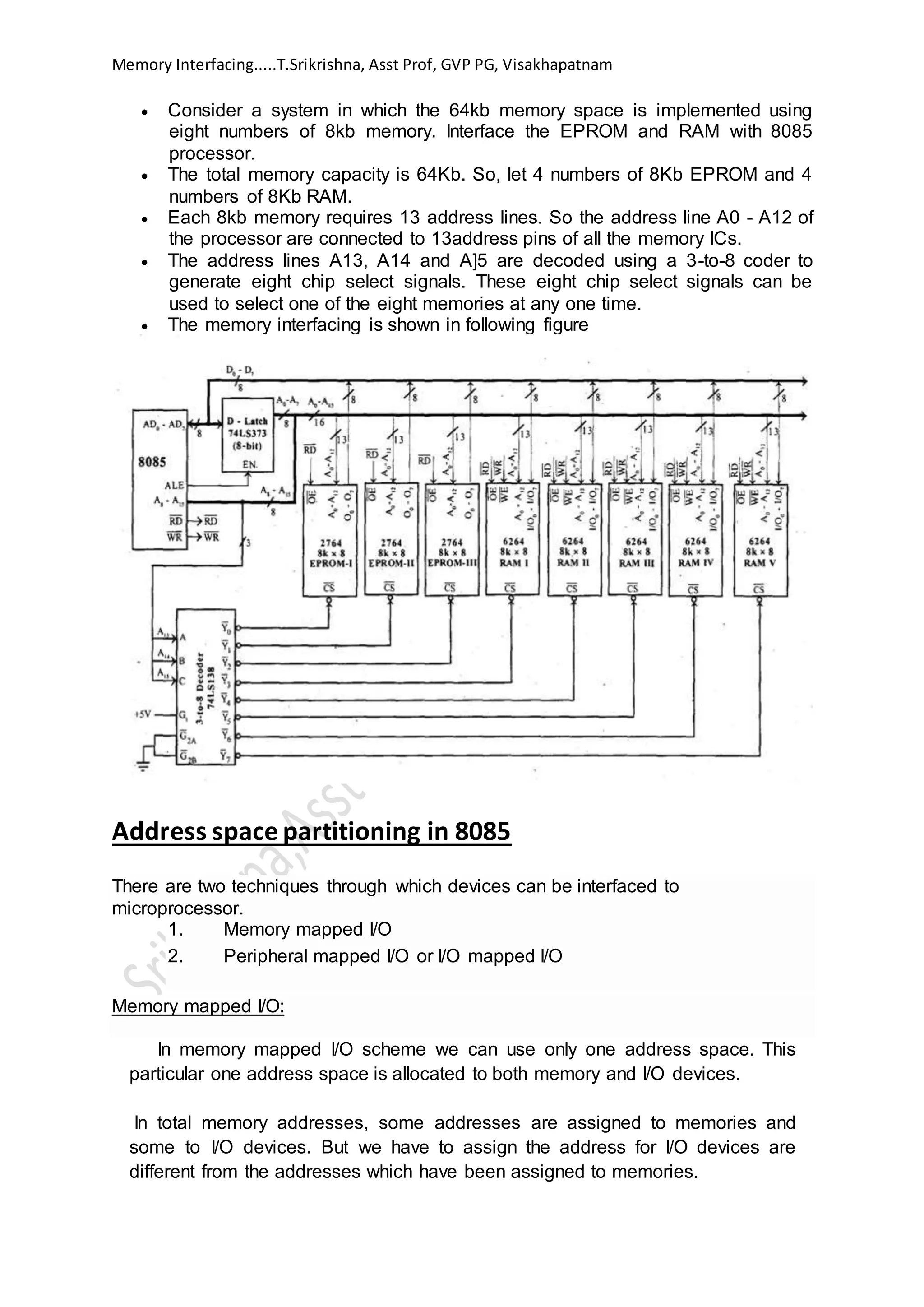 8085 interfacing with memory chips | DOCX