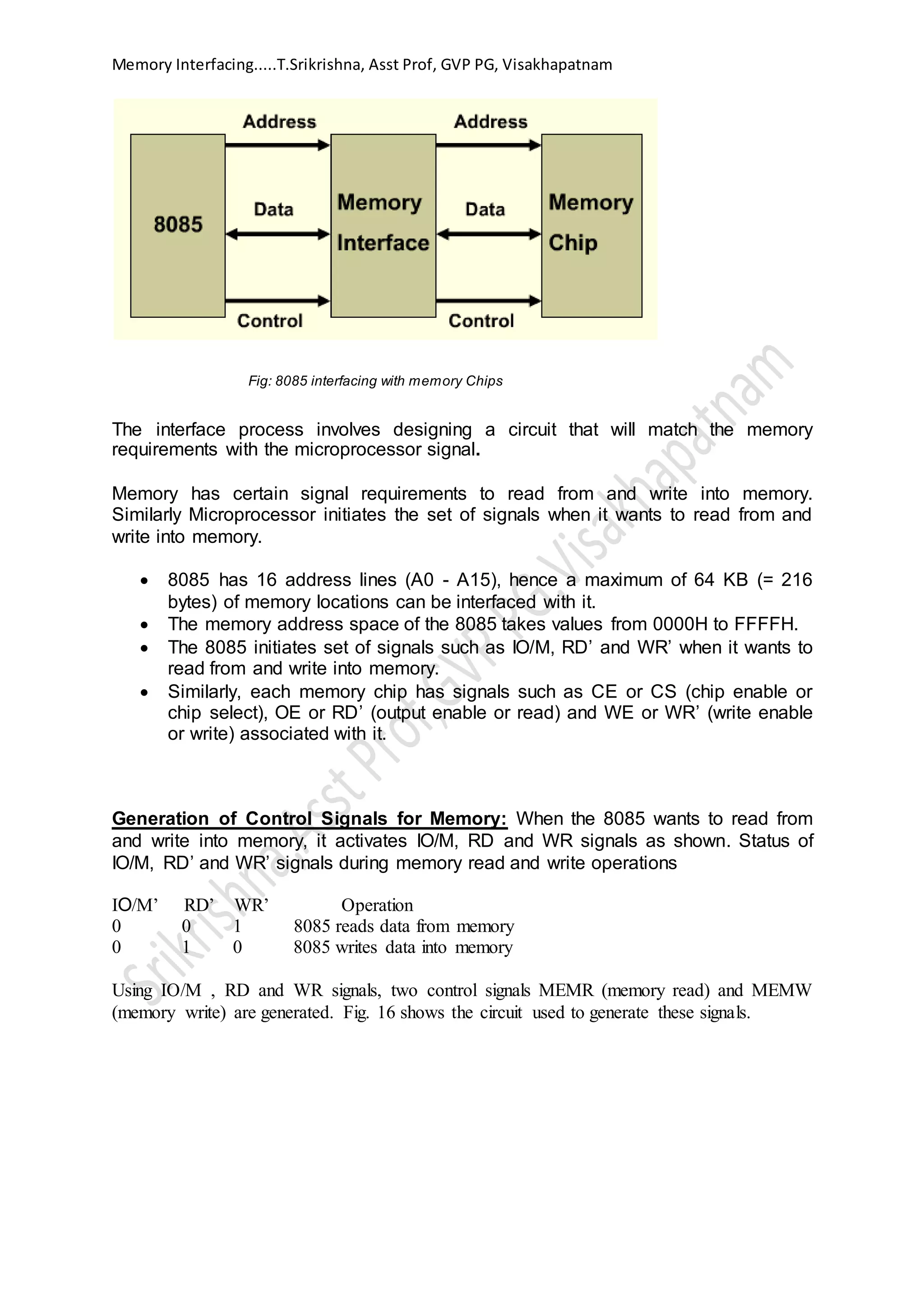 8085 interfacing with memory chips | DOCX