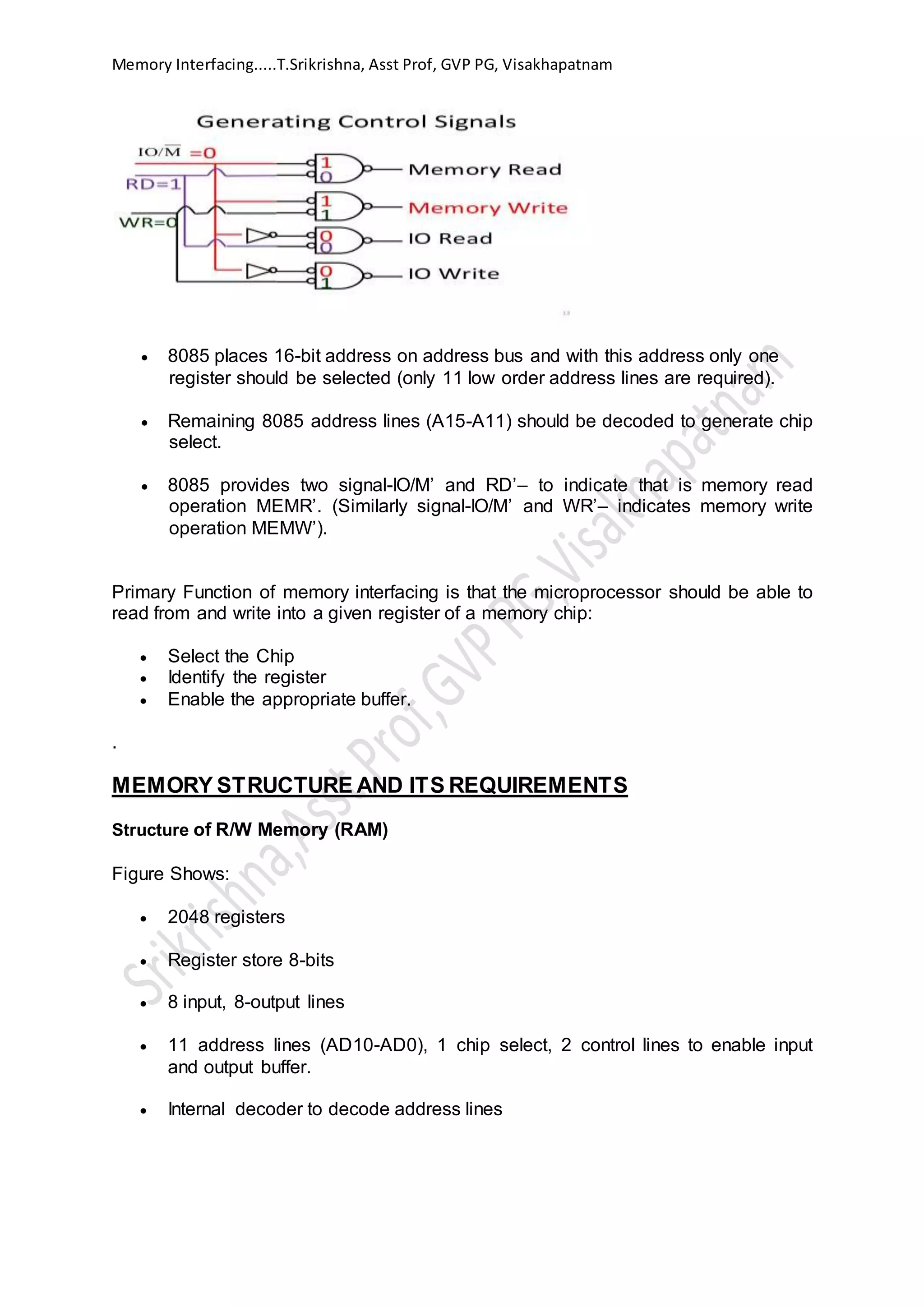8085 interfacing with memory chips | DOCX