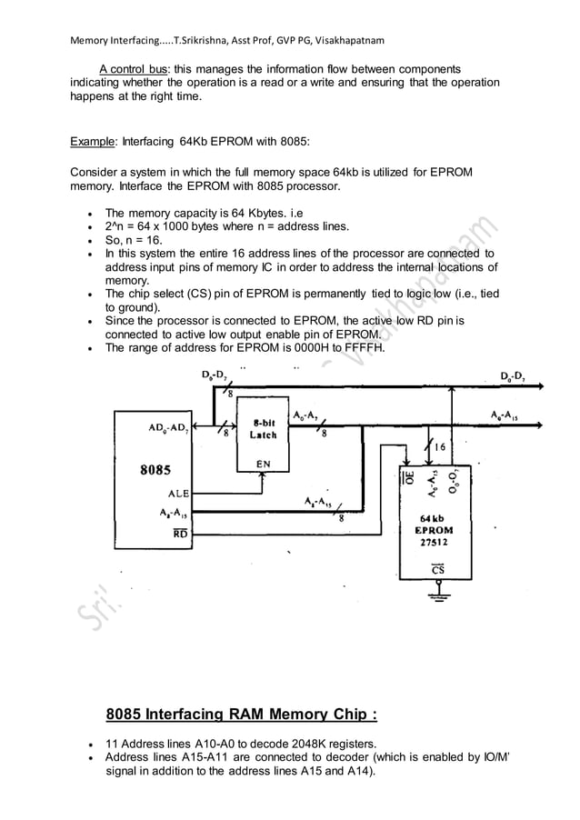 8085 interfacing with memory chips | DOCX | Data Storage and Warehousing | Computing