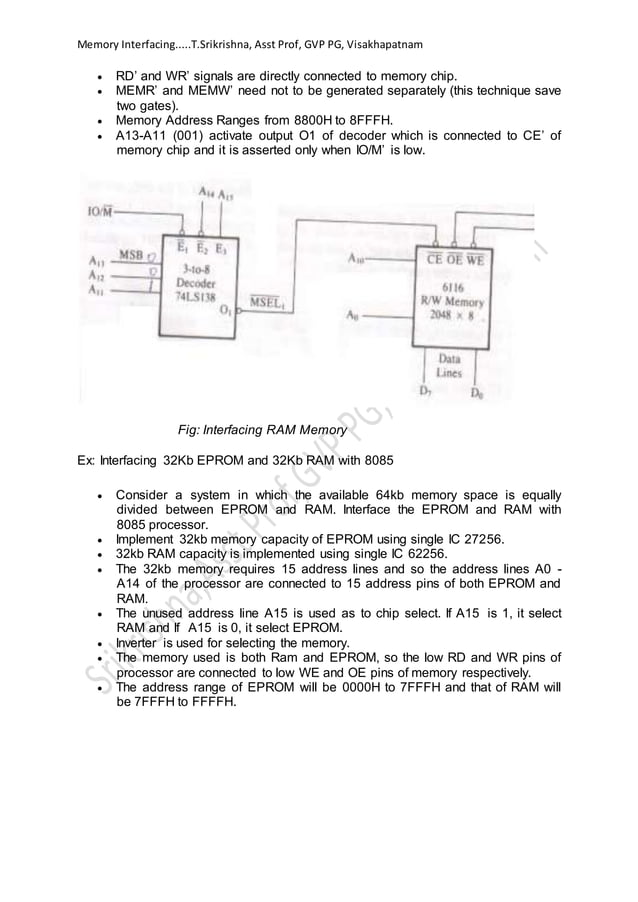 8085 interfacing with memory chips | DOCX | Data Storage and Warehousing | Computing