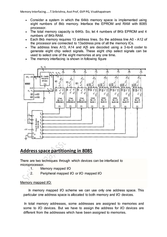 8085 interfacing with memory chips | DOCX | Data Storage and Warehousing | Computing