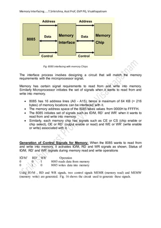 8085 interfacing with memory chips | DOCX