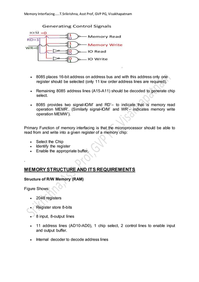 8085 interfacing with memory chips | DOCX | Data Storage and Warehousing | Computing